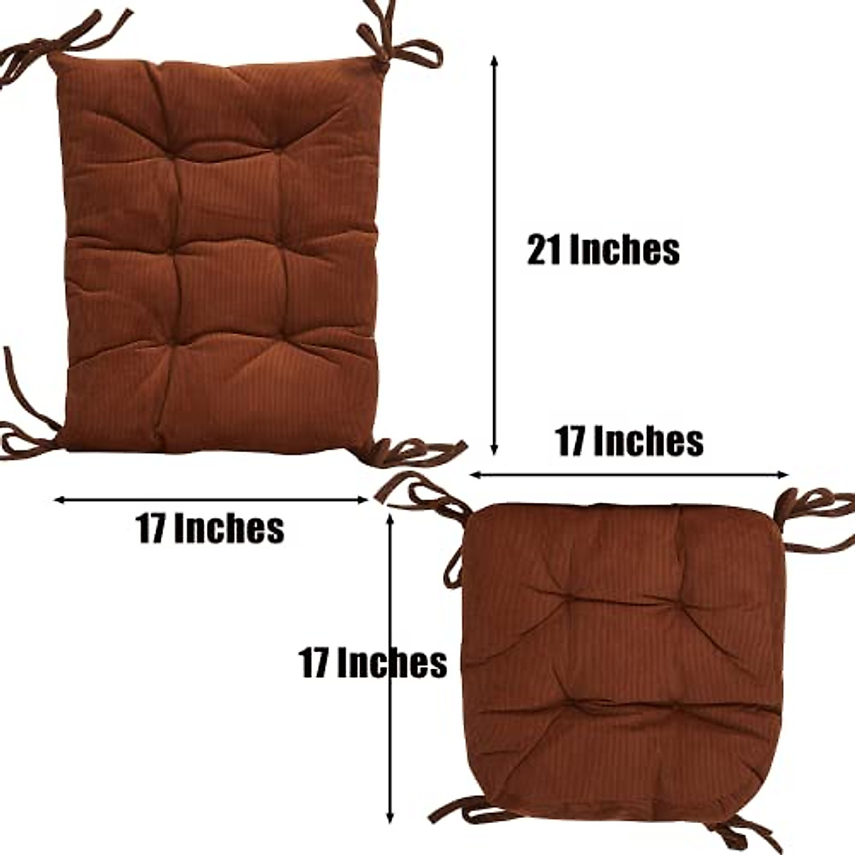 Big Hippo Rocking Chair Cushion Set, Tufted Chair Pads Seat and Seatback for Home, Indoor and Office,Brown