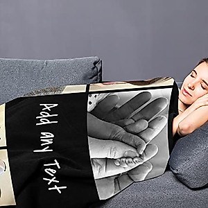 Personalized Picture Text Throw Blanket Custom Blankets with Photos Customized Valentine's day Wedding Christmas Birthday for Father Friend Couples Boyfriend Girlfriend Mothers Sister Dogs 50"x40"