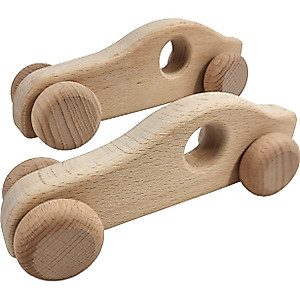 Adventure Awaits! - 2 Pack - Wooden Cars for Toddlers & Babies, Montessori Baby Rattles Teething Toys