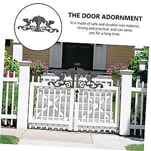 Garneck 1 Pair wooden door wrought iron decorate door hardware door handles black The fence heavy Garage cabinet hinges set iron door handle black cast iron flower plate earth tones