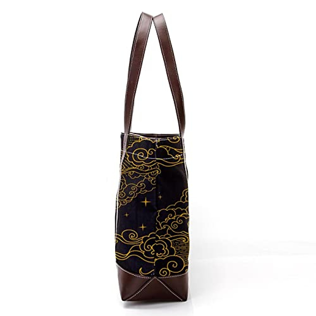 Sun and Moon Art Black Pattern Tote Bags Large Leather canvas Purses and Handbags for Women Top Handle Shoulder Satchel Hobo Bags