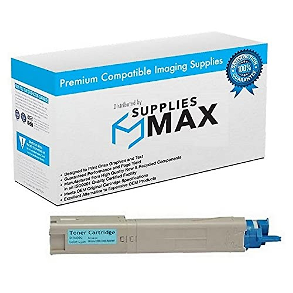 SuppliesMAX Compatible Replacement for Okidata C3300N/C3400N/C3450/C3600N Cyan Toner Cartridge (2500 Page Yield) (43459403)