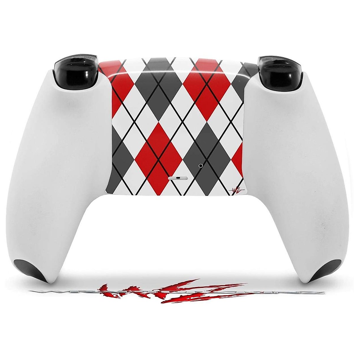 WraptorSkinz Skin Wrap compatible with Sony PS5 DualSense Controller Argyle Red and Gray (CONTROLLER NOT INCLUDED)