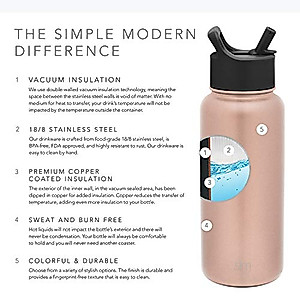 Simple Modern Water Bottle with Straw Lid Vacuum Insulated Stainless Steel Metal Thermos Bottles | Reusable Leak Proof BPA-Free Flask for Gym, Travel, Sports | Summit Collection | 32oz