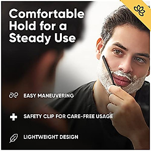 Equinox Professional Straight Edge Razor with 100 Single Derby Straight Razor Blades-Barber Straight Razor-Close Shaving Men's Manual Shaver-Disposable Straight Razor Blades-Straight Razor Kit-Black