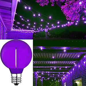 LRSUEYSKIN G40 Purple LED Replacement Bulb 1W Light Bulbs Shatterproof Waterproof LED Outdoor String Lights Decorative Night Light E12/C7 Candelabra Base for Wedding Patio Garden Yard,15 Pack(Purple)