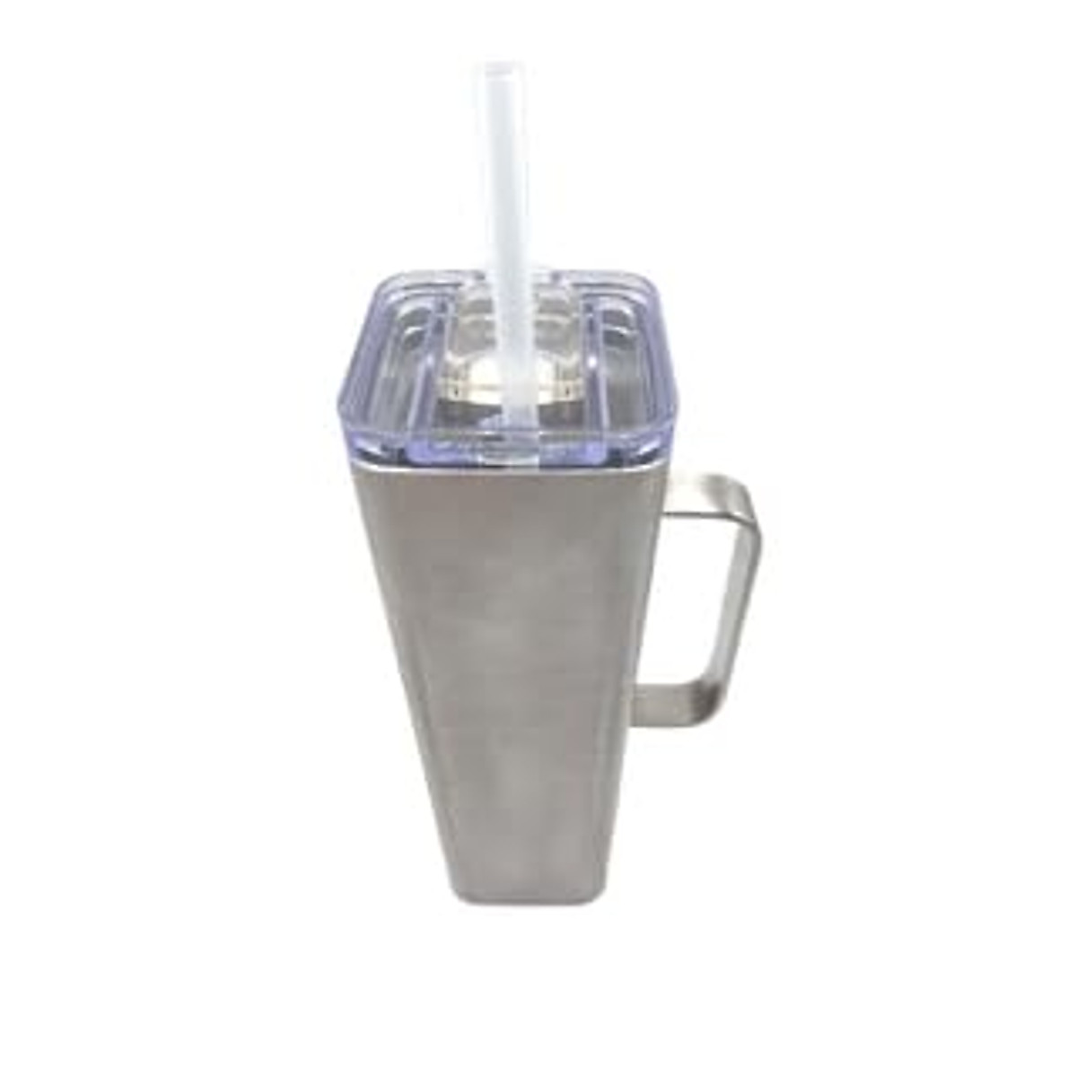 Boxy Double-Wall Insulated Stainless Steel Tumbler Set, 20oz, 2-Pack with Handle and Without Handle, Includes Lids and Straws