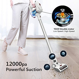 Dibea E19Pro 2 in 1 Handheld Lightweight Vacuum Cleaner Cordless 17Kpa Powerful Suction Stick Vacuum with LED Brush Rechargeable Vacuum for Floor Carpet Car Pet Hair Wall Mount, Purple (Renewed)