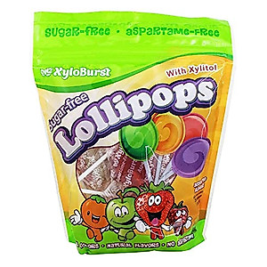 Xyloburst Sugar-Free Xylitol Candy Lollipops Suckers Made With Natural Flavors and Natural Colors, Good For Your Teeth, Dentist Recommended - Made in the USA (25 Count)