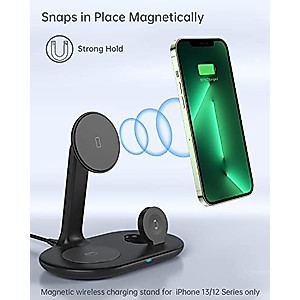 Magnetic Wireless Charging Stand with 20W PD Adapter, TERYTH 3 in 1 Wireless Charging Station Dock for iPhone 14, 13, 12, Pro, Pro Max, Mini, Apple Watch 7/SE/6/5/4/3/2, AirPods Pro/3 (Black)