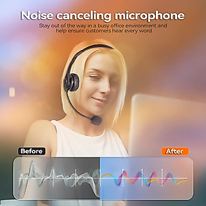 Telephone Headset with Microphone Noise Cancelling 2.5mm Jack, Ultra Light Binaural Wired Phone Headset Compatible with Panasonic AT&T Polycom Cisco SPA Grandstream Uniden Gigaset Zultys Desk Phone