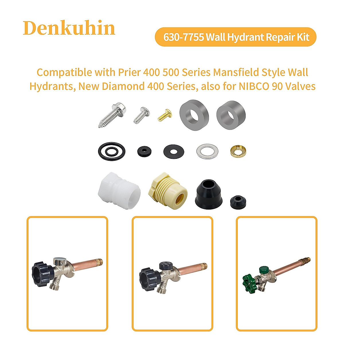 Denkuhin 630-7755 Wall Hydrant Repair Kit Compatible with Faucet Repair Kit 500 400 300 Series, Replacement for Pressure Vacuum Breaker