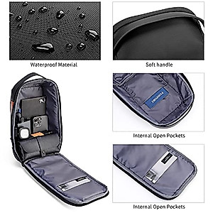 Kingsons Crossbody Bag Sling Backpack - Mini Anti theft Travel Sling Man Bag with Charging Port, Small Chest Shoulder Side Backpack for Traveling, Leisure, Commuting,Fit for 9.7" ipad