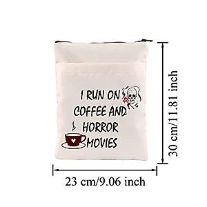 Horror Movies Lover Gift I Run On Coffee and Horror Movies Book Nerd Book Sleeve Horror Movie Fan Gift Coffee Lover Gift (Horror Movies-BS)