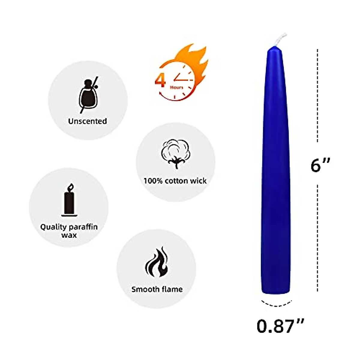 Zest Candle 12-Piece Taper Candles, 6-Inch, Royal Blue
