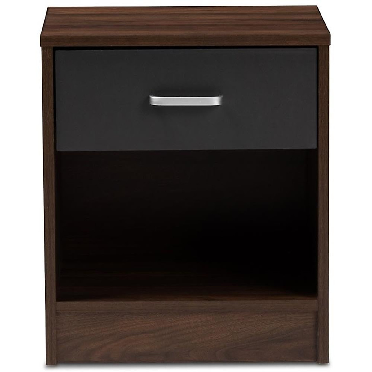 Baxton Studio Hansel Modern and Contemporary 1-Drawer Dark Brown and Dark Grey Finished Nightstand