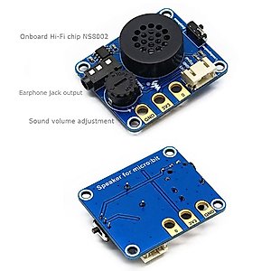 Stemedu for Microbit Speaker Expansion Module - Volume Adjustment - Onboard Hi-Fi chip with Earphone Jack - Makes Your Micro:bit Become a Music Player