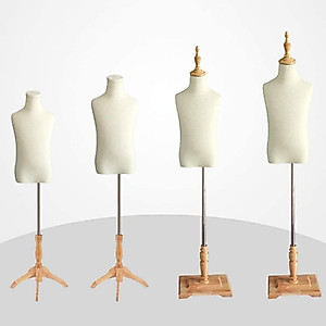 Tailors Dummy Kids Mannequin Half Body Torso with Wooden Round Base |for 2-8 Years Old Child Clothing Display Dressmakers Dummy