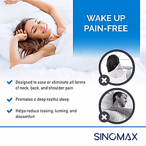 Sinomax Contour Memory Foam Neck and Cervical Pillow Queen Size - Golden Diamond Neck Pillow - Neck and Cervical Pillow - 26 x 14 x 4-5 inches (Queen)