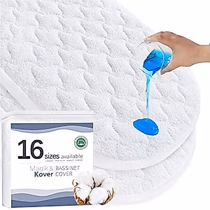 Multiple Sizes(16 Sizes), Bassinet Mattress Pad Cover for Moses Basket, UPPAbaby Bassinet and BABYBJORN Cradle, Waterproof Quilted Bassinet Mattress Protector, Cotton Terry Surface, 2 Pack, 13" x 30"