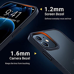 TORRAS Shockproof Designed for iPhone 12 Mini Case [8FT Military Grade Drop Tested] Slim Fit Hard iPhone 12 Mini Phone Case with Silicone Bumper, Translucent Case for iPhone 12 Mini 5.4“, Black