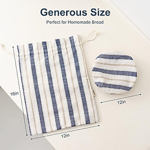 GobiSea Bread Bags for Homemade Bread Sourdough with Bowl Cover, Reusable Linen Bread Storage Bag Sourdough Bread Bags - Plastic Lined - with Bread Proofing Cover