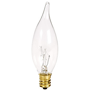 Holiday Joy - UL Listed Crystal Clear Bent Tip Candelabra Replacement Bulbs - Great for Electric Window Candle Lamps - 7W - 120 Volts - E12-12 Pack