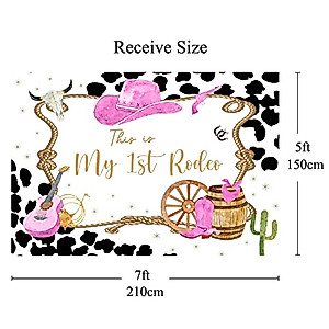 West Cowgirl Theme Birthday Party Backdrop for Girls My Wild West First Rodeo Party Photography Background Girl 1st Happy Birthday Cake Table Banner Decorations 7x5ft