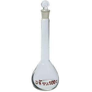 Volumetric Flask Set - 4 Sizes - 100, 250, 500, and 1000ml, 3.3 Boro Glass, Class A, Ground Stopper, Karter Scientific 213W18
