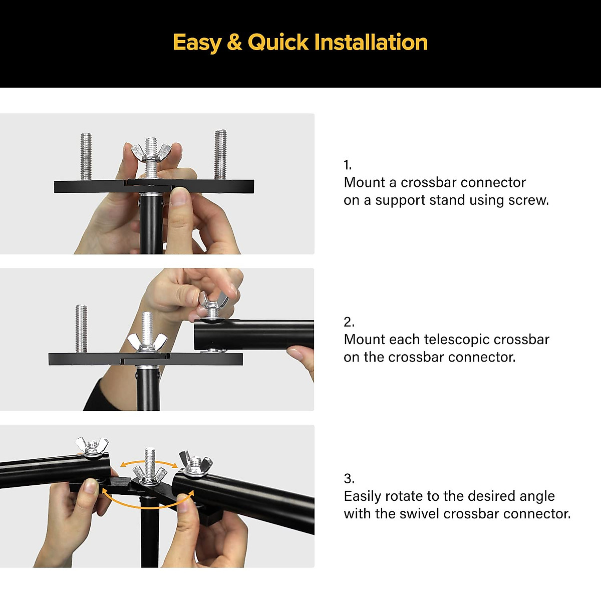 Julius Studio 360° Angle Rotation Crossbar Extend Connector Backdrop Stand Pivot Hinge Position Locator, JSAG806