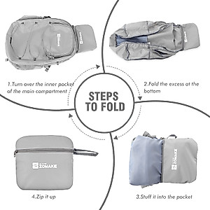 ZOMAKE Packable Backpack 35L:Lightweight Hiking Backpacks - Foldable Water Resistant Back Pack Travel Day Pack for Camping Outdoor Hiking (Medium grey)