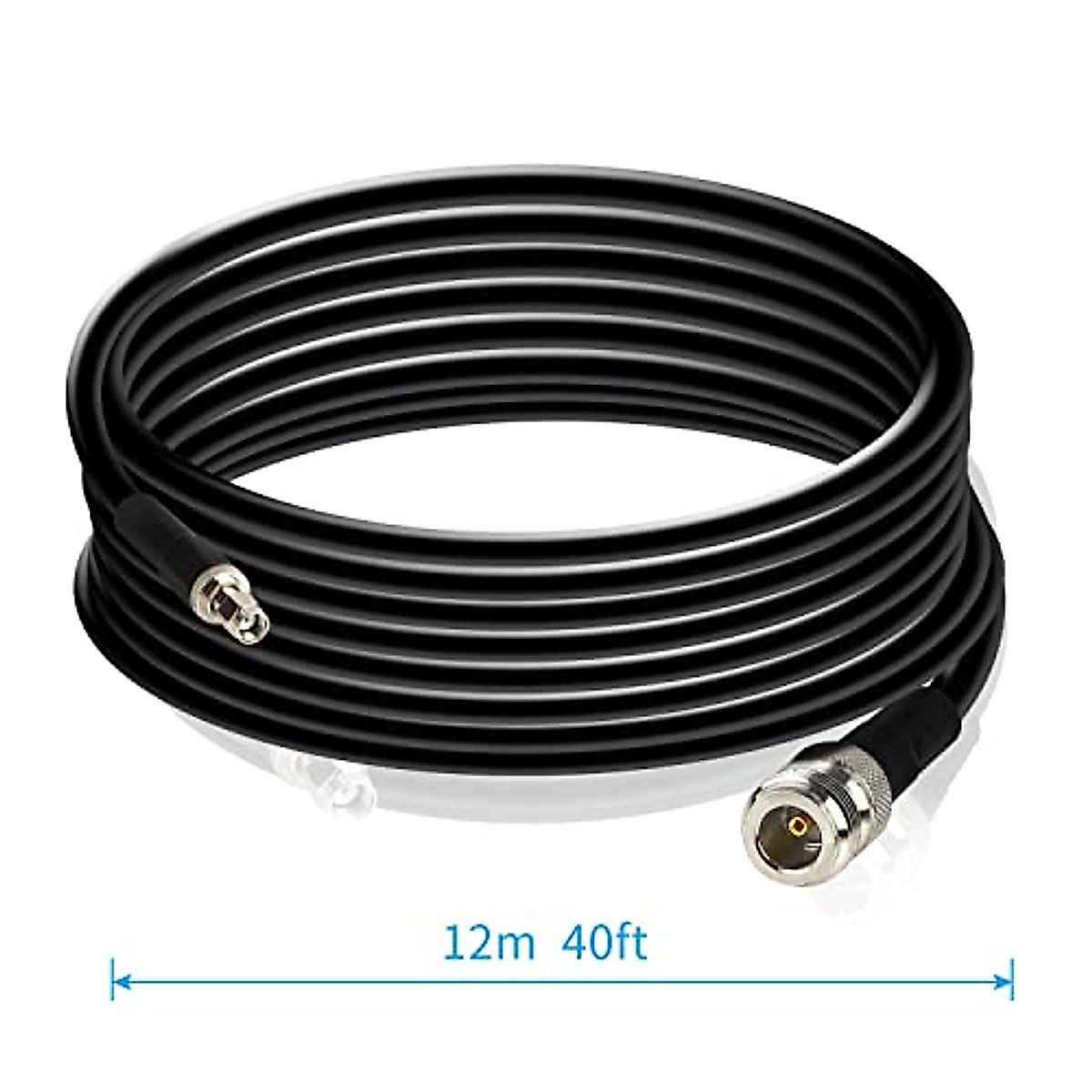 Nelawya 40ft Lora Antenna Cable N Female to RP-SMA SMA Male KMR400 Low Loss Extension Coaxial Cable for LoRa WiFi 4G LTE LoRaWan Antenna Bobcat Nebra RAK Helium Hotspot HNT Miner Mining Antenna