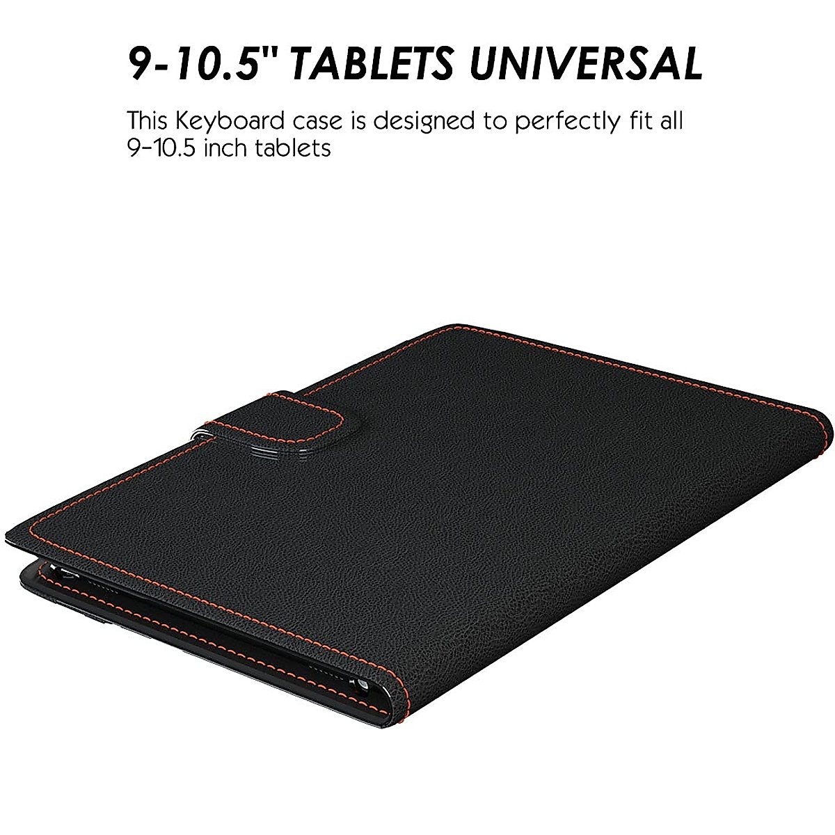 eoso TouchPad Keyboard case for 9",9.7",10.1",10.2",10.5",10.9",11" Tablets,2-in-1 Bluetooth Wireless Keyboard with Touchpad,7 Colors Backlit & Leather Folio Cover(Black)
