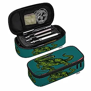 Yekiua T-Rex Surfer Pencil Case Happy Dinosaur Surfer Wearing Sunglasses Big Capacity Pencil Pouch Office College School Makeup Bag For Teens Girls Adults Student