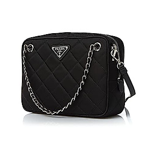 Prada Womens Bandoliera Black Tessuto Nylon Quilted Medium Crossbody Bag