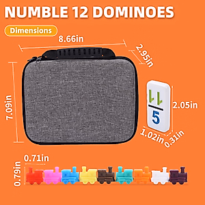 Mexican Train Dominoes Set Numbers Double 12, Travel Mexican Train Game with 91 Colored Tiles and Protable Case, Number Domino Set for Kids, Adults Family Board Team Games