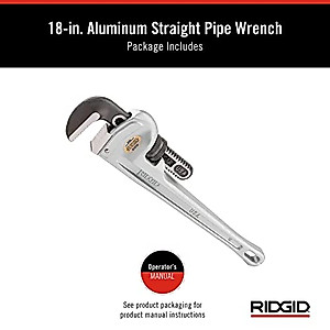 RIDGID 31100 Model 818 Aluminum Straight Pipe Wrench, 18-inch Plumbing Wrench