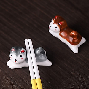 Hemoton 4pcs Shiba Inu Chopstick Rest Rest Chopsticks Spoon and Chopstick Rest Ceramic Dog Korean Chopstick Rest Vintage Spoon Rest Spoon Holder Silverware Ceramics Old Fashioned