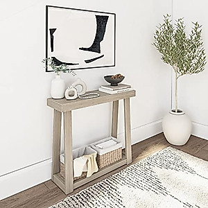 Plank+Beam Solid Wood Console Table with Storage, 36 Inch, Sofa Table with Shelf, Narrow Entryway Table for Hallway, Behind The Couch, Living Room, Foyer, Easy Assembly, Seashell
