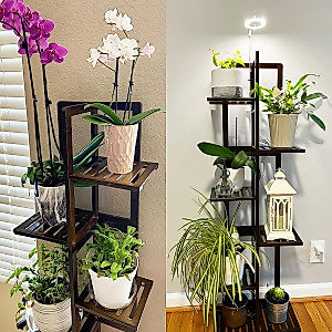 H HOMEXIN Bamboo Plant Stand Indoor & Outdoor, 6 Tier 7 Potted Tall Plant Shelf for Multiple Flower Planter Pot Holder Display Rack for Corner Patio Garden Balcony Living Room Bedroom Apartment