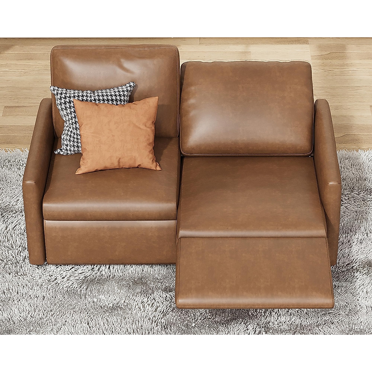 AMERLIFE Reclining Sectional Sofa, Power Recliner Sofa with Single Right Recliner, Loveseat Recliner Couch with USB Port, Leather Modular Sofa for Living Room