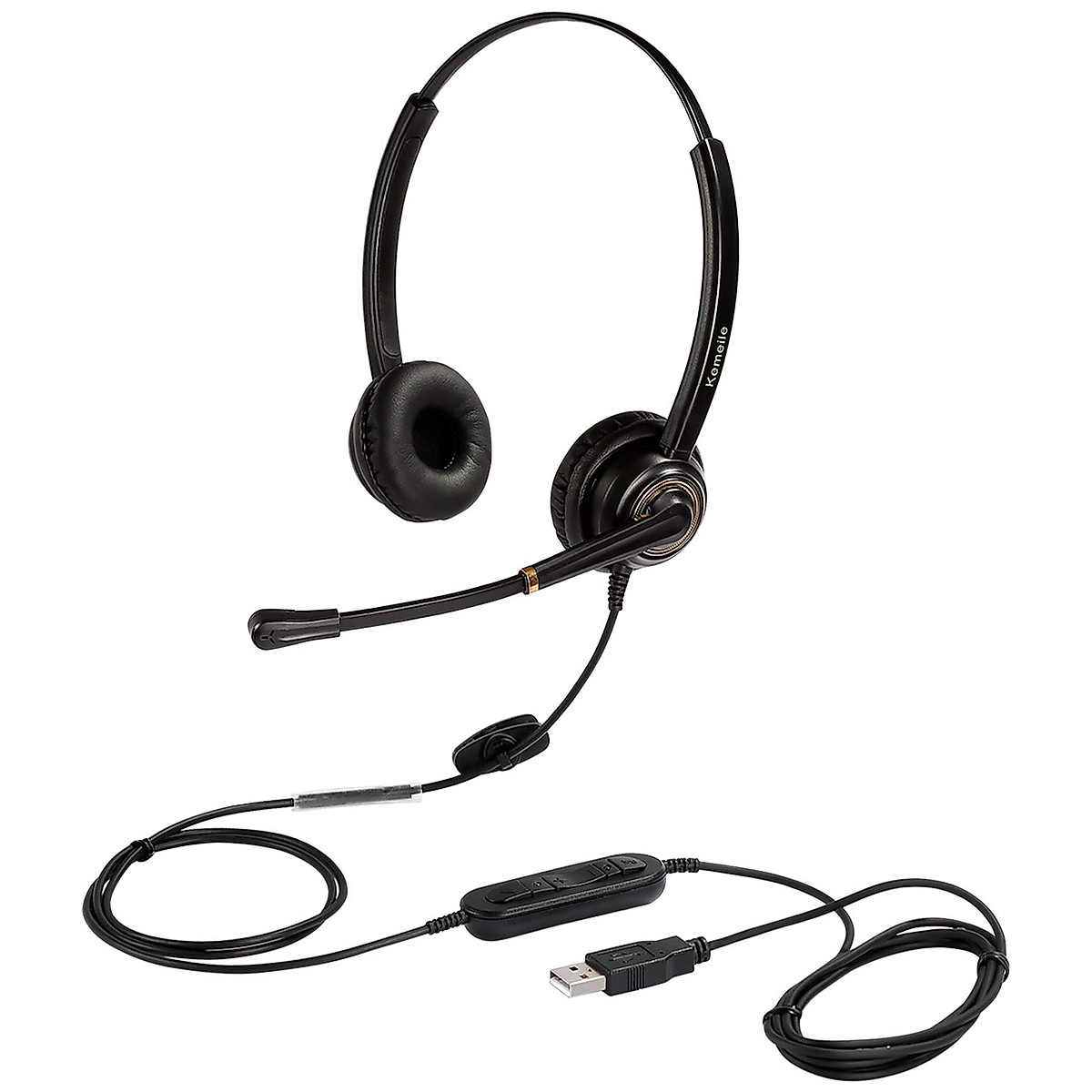 USB Headset with Microphone Noise Cancelling and Volume Controls, Computer PC Headphone with Voice Recognition Mic Works for Dragon Teams Zoom Skype Softphones Conference Calls Online Education etc