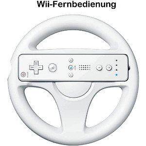 Steering Wheel for Wii Controller, 2 pcs White Racing Wheel Compatible with Mario Kart, GEEKLIN Game Controller wheel for Nintendo Wii Remote Game-White