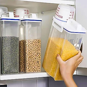 LEWIJO 7509 Rice Container Bin with Pour Spout - Airtight Storage for 4.4lbs of Rice, white