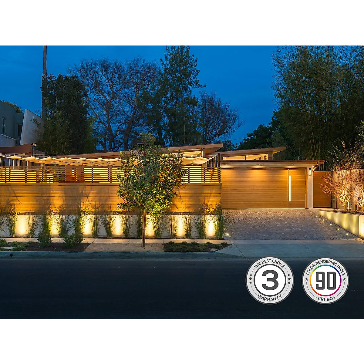 LEONLITE 12-Pack 7W LED Landscape Well Lights, 720LM 12-24V AC/DC Low Voltage, CRI90 IP67 Waterproof Inground Well Lights Outdoor, Black Aluminum Housing, Embedded Parts Included, 3000K Warm White