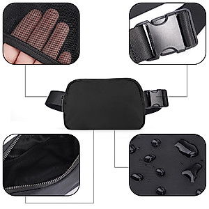 ZPN Mini Fanny Pack Black Belt Bag for Women and Men, Fashionable Waterproof Waist Pack with Adjustable Strap for Traveling, Hiking, Jogging, Cycling