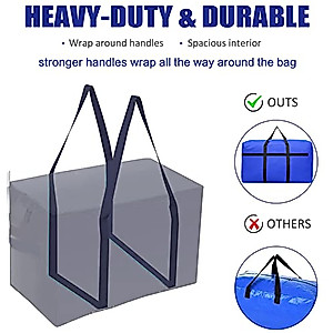 Evealyn Moving Bags Heavy Duty Extra Large 120L, Waterproof Luggage Storage Bags with Totes ,College Storage Bags Packing bags for Moving with Zippers for Clothes,Space Saving College Carrying Bag 2 Pack (Blue)