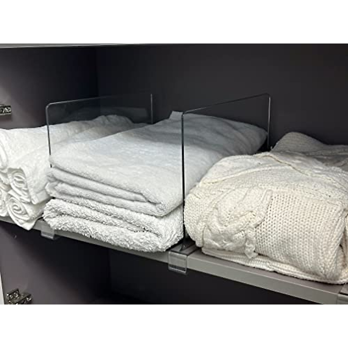 LikeU Shelf Dividers for Closets,Clear Acrylic Shelf Divider for Wood Shelves and Clothes Organizer/Purses Separators Perfect for Kitchen Cabinets and Bedroom Organizer,6 PCS