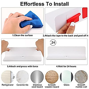 Yulejo 9 Inch Floating Shelves Acrylic Wall Mounted Shelf Acrylic Display Shelf Self-Adhesive Wall Shelves for Bedroom, Gaming Room, Living Room, Bathroom, Office with Cable Clips (White,8 Pieces)