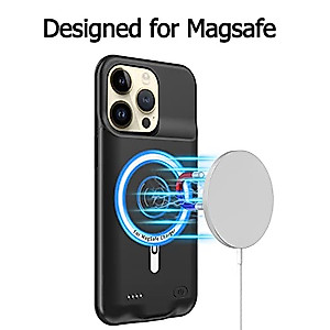 Battery Case for iPhone 14 Pro Max, Newest 10800mAh Portable Protective Charging Case with Wireless Charging Compatible with iPhone 14 Pro Max (6.7 inch) Battery Pack Charger Case with Carplay (Black)
